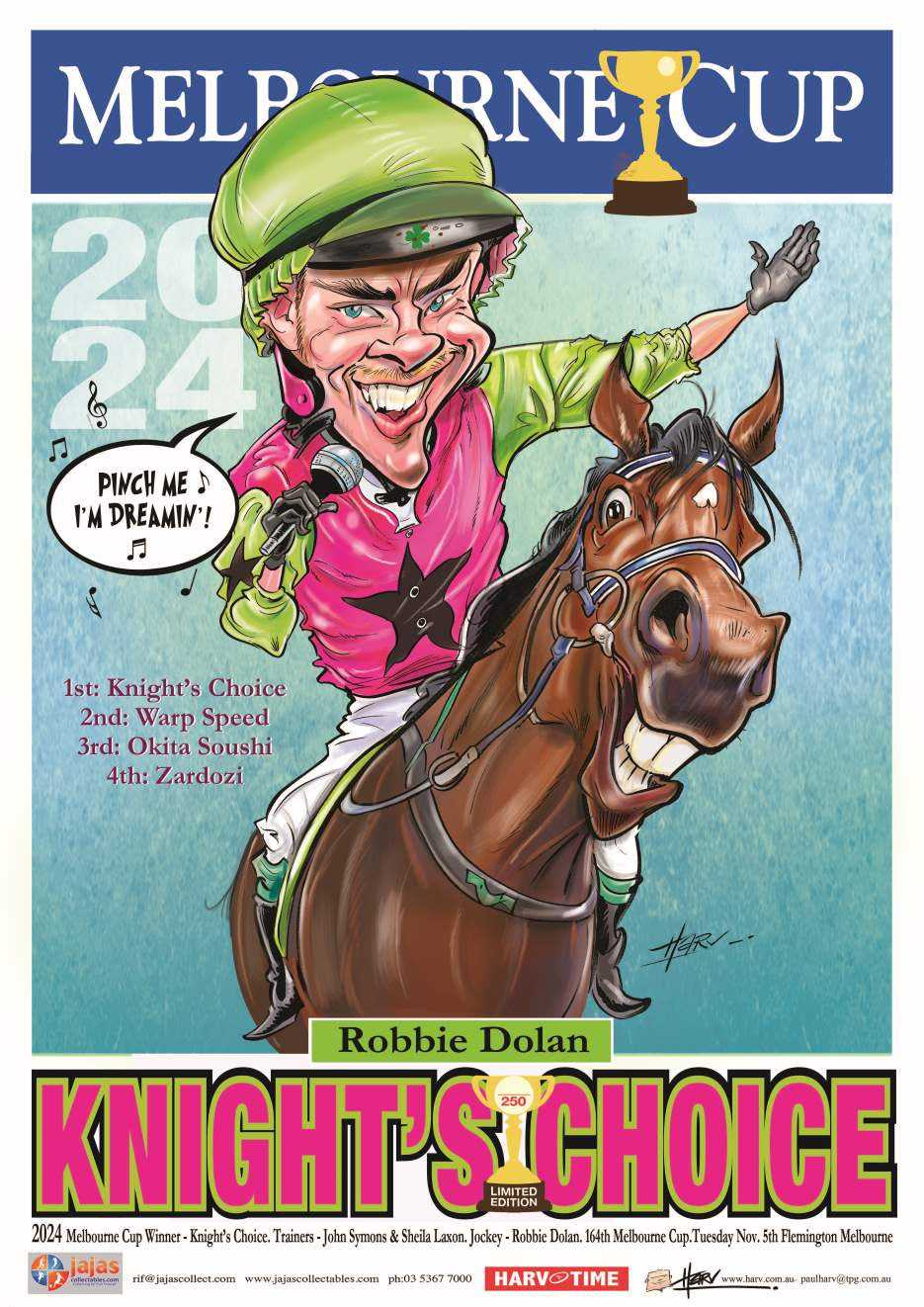 Knights Choice, 2024 Melbourne Cup, Harv Time Poster — Ja Ja's Collectables