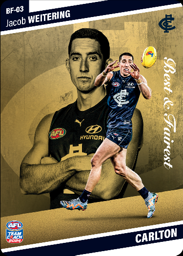 Jacob Weitering, BF-03, GOLD Best & Fairest, 2024 Teamcoach AFL — Ja Ja ...