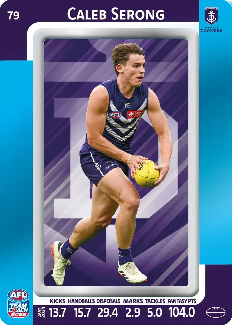 Caleb Serong, #79, Blue Parallel, 2025 Teamcoach AFL — Ja Ja's Collectables