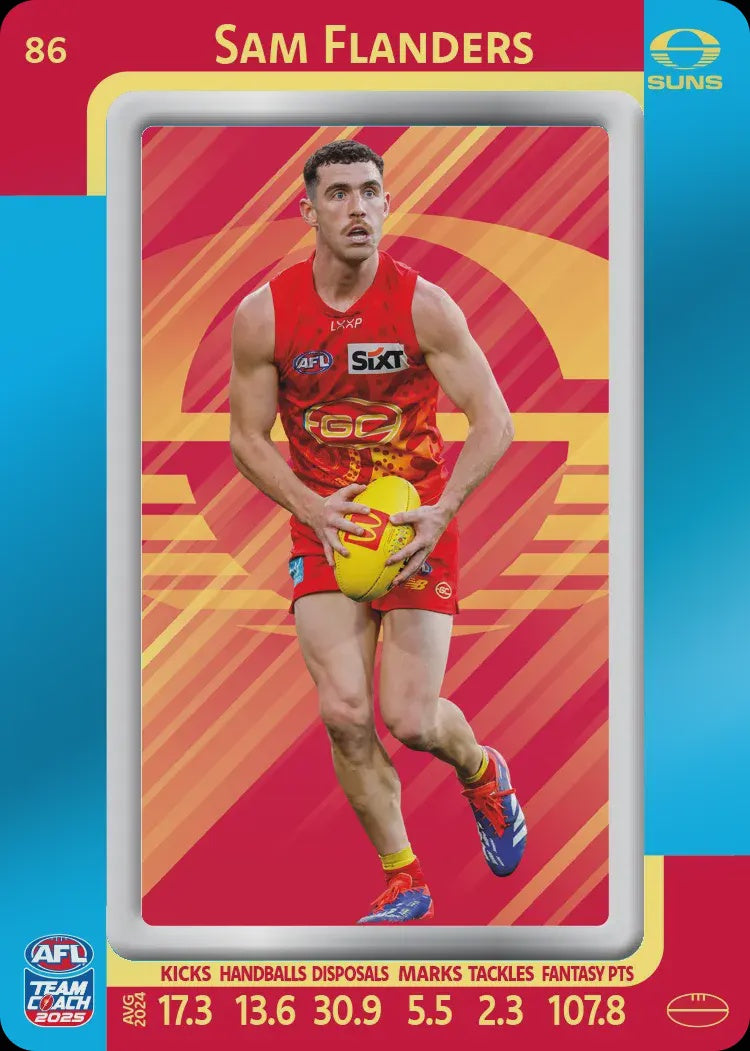 Sam Flanders, #86, Blue Parallel, 2025 Teamcoach AFL — Ja Ja's Collectables