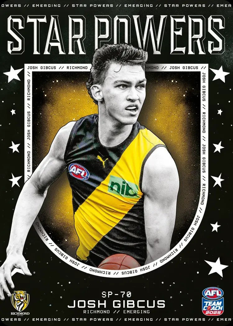 Josh Gibcus, SP-70, Star Powers, 2025 Teamcoach AFL – Ja Ja's Collectables