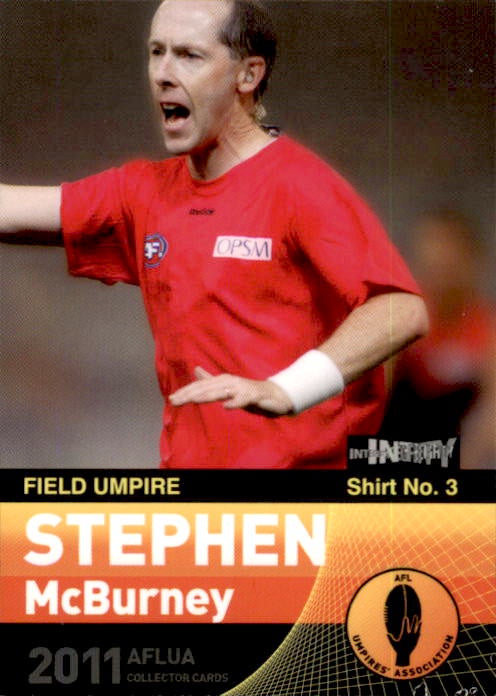 Stephen McBurney, RC, Field Umpire, 2011 AFLUA Umpire — Ja Ja's Collectables