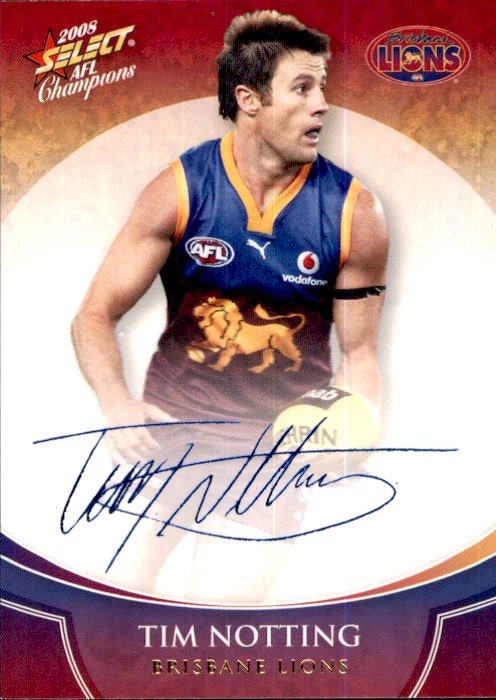 Tim Notting, Blue Foil Signature, 2008 Select AFL Champions — Ja Ja's ...