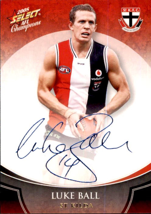 Luke Ball, Blue Foil Signature, 2008 Select AFL Champions — Ja Ja's ...