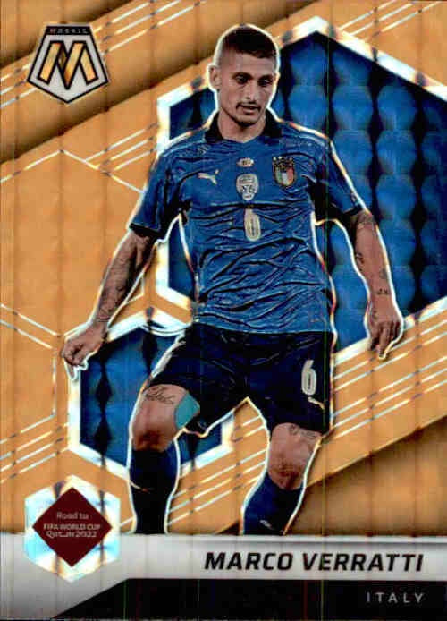 Marco Verratti, Orange Fluorescent Mosaic Prizm, 2021-22 Panini Mosaic ...