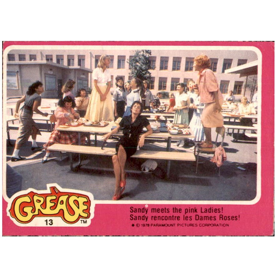Sandy meets the pink Ladies!, #13, 1978 Topps GREASE Collector Cards ...