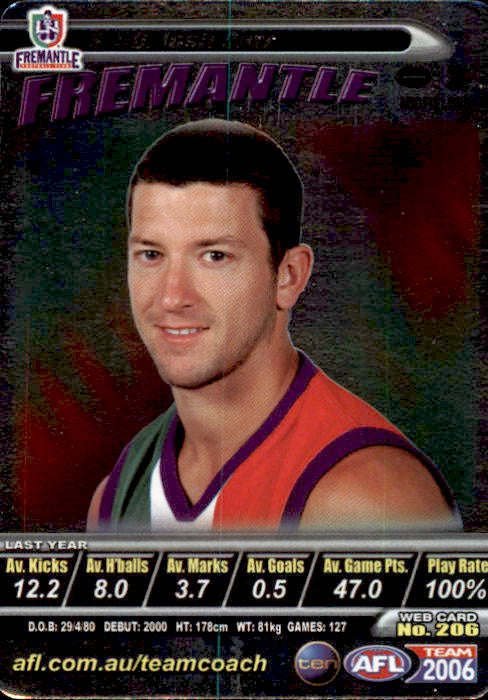 Josh Carr, Silver, 2006 Teamcoach AFL — Ja Ja's Collectables