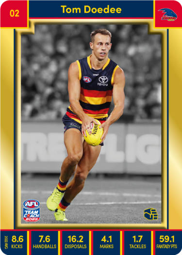 Tom Doedee, 02, Gold Parallel, 2023 Teamcoach AFL — Ja Ja's Collectables