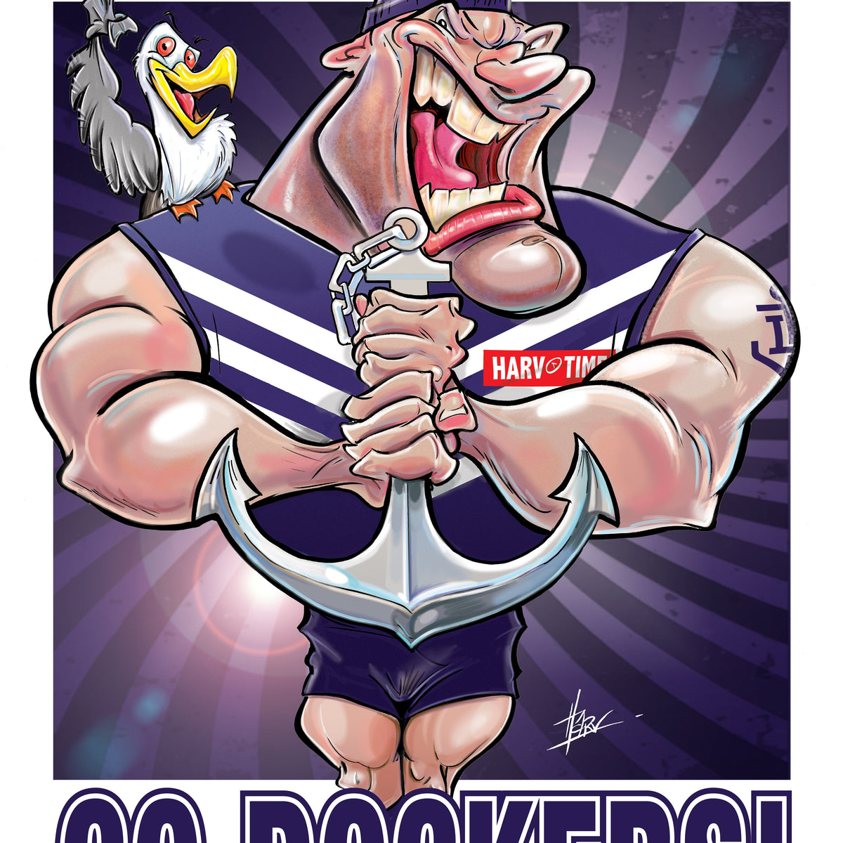 Fremantle Dockers, Mascot Print Harv Time Poster (2021) – Ja Ja's ...