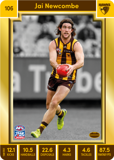 Jai Newcombe, 106, Gold Parallel, 2023 Teamcoach AFL — Ja Ja's Collectables