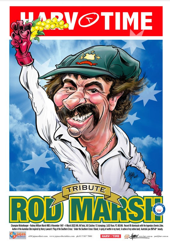 Rod Marsh, Tribute, Harv Time Poster — Ja Ja's Collectables