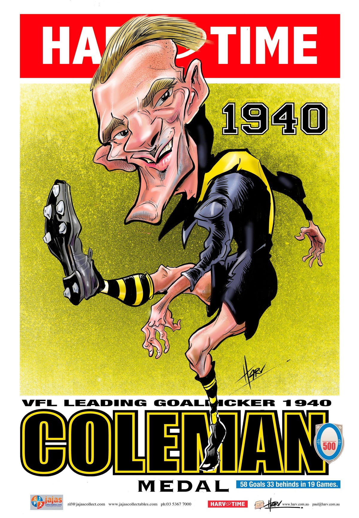 Jack Titus, 1940 Coleman Medallist, Harv Time Poster — Ja Ja's Collectables