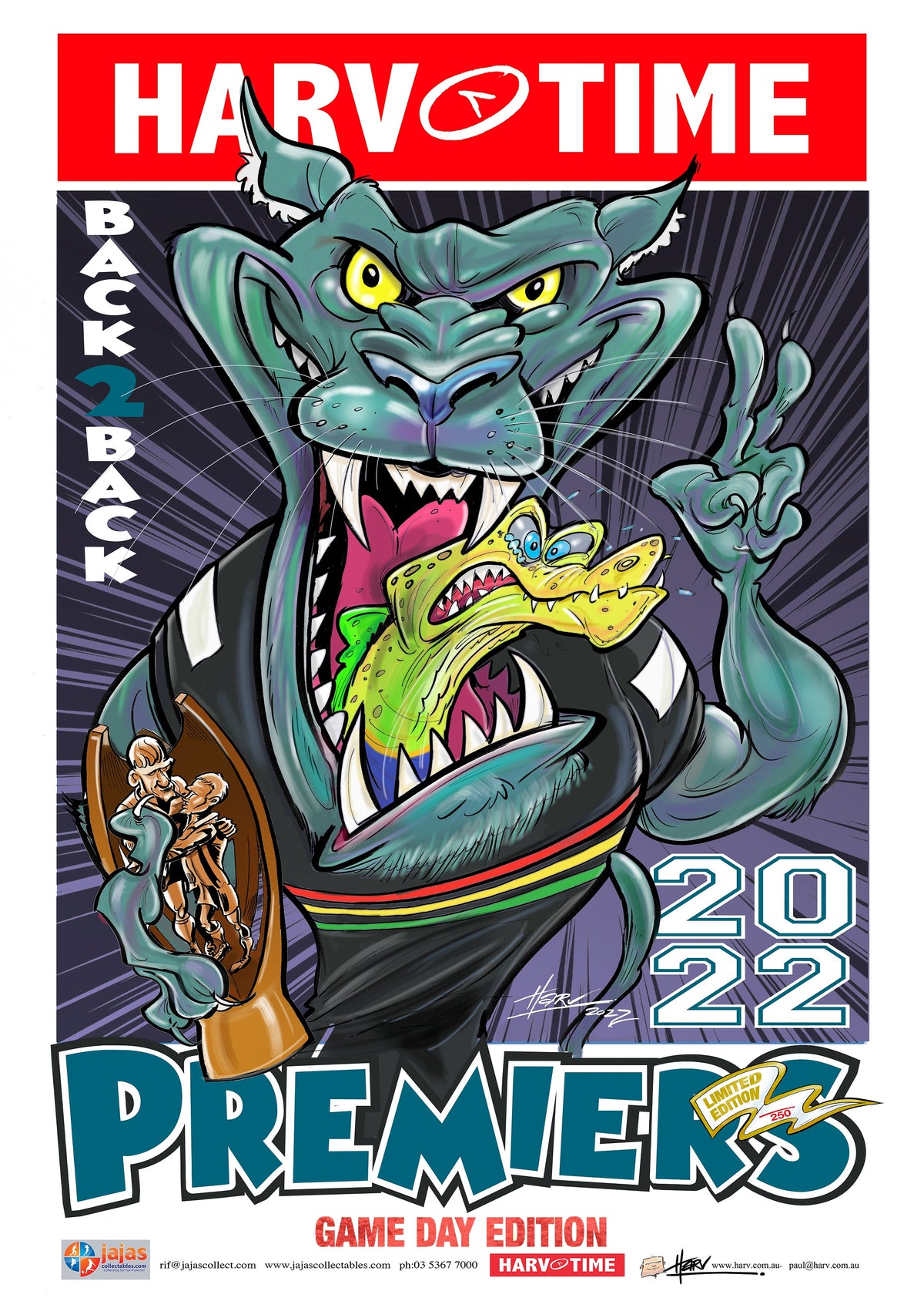 Penrith Panthers 2022 NRL Premiers Game Day Harv Time Poster — Ja Ja's ...