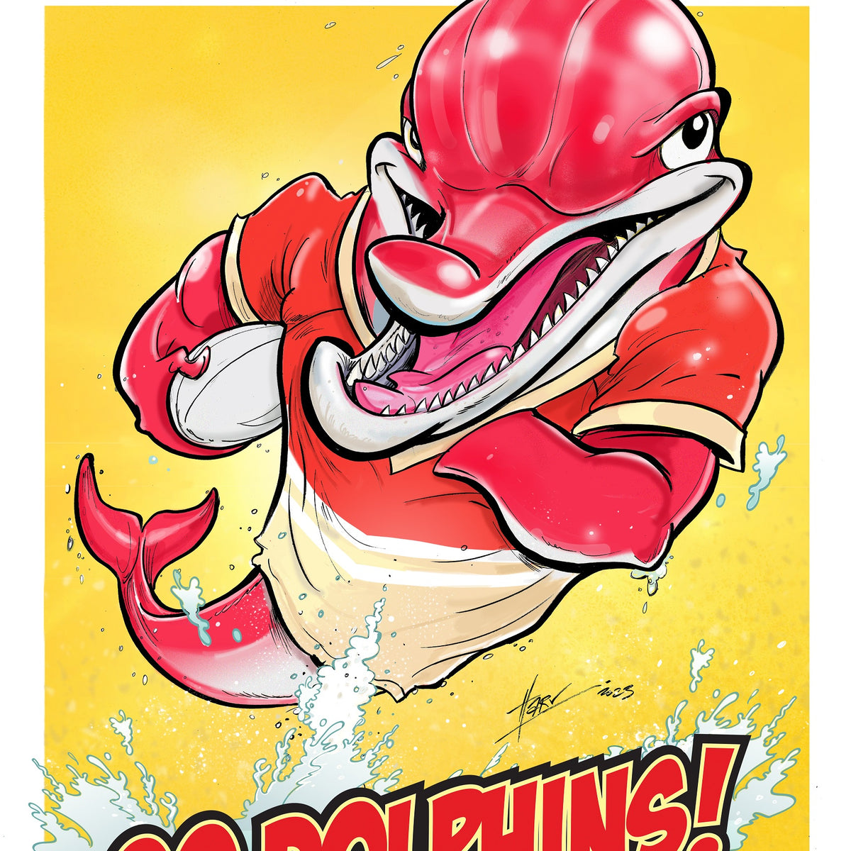 Dolphins, NRL Mascot Print Harv Time Poster — Ja Ja's Collectables