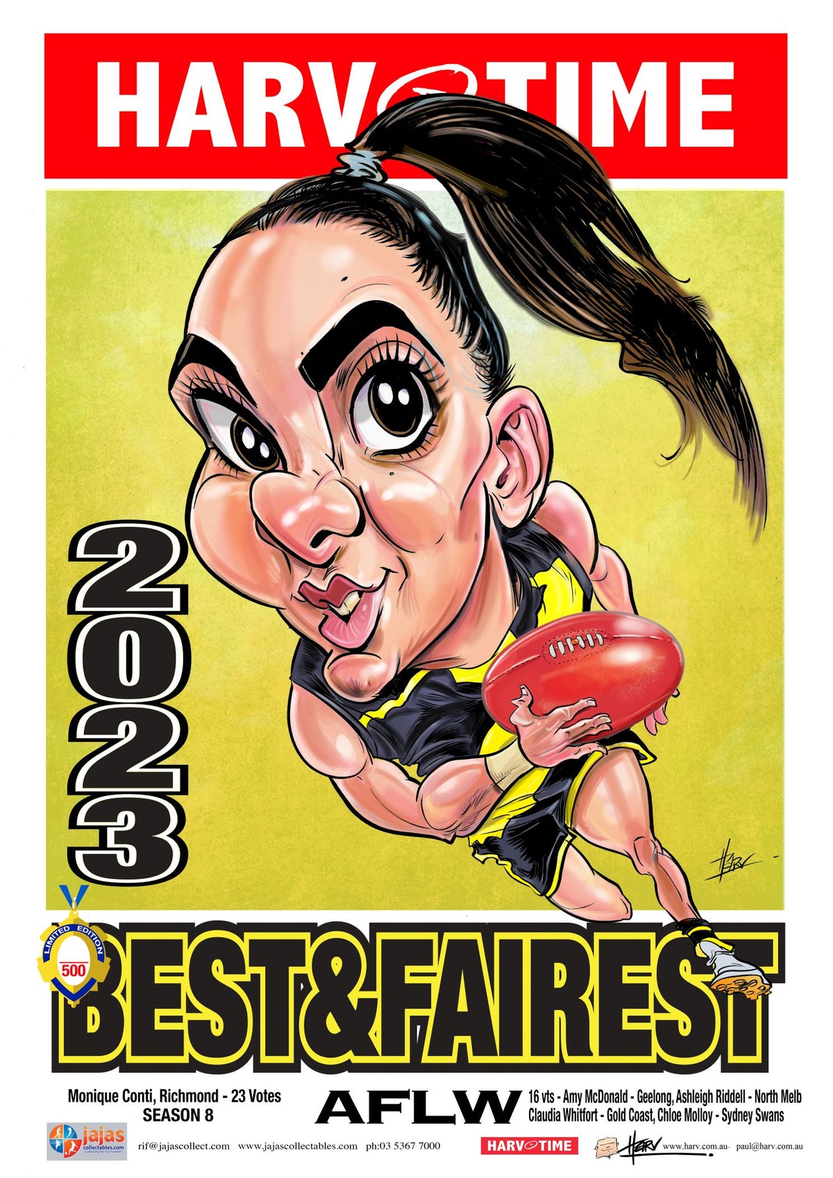 Monique Conti, 2023 AFLW Best & Fairest, Harv Time Poster — Ja Ja's ...