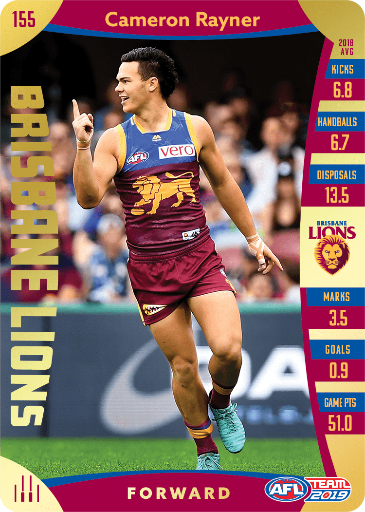 Cameron Rayner, Gold, 2019 Teamcoach AFL — Ja Ja's Collectables