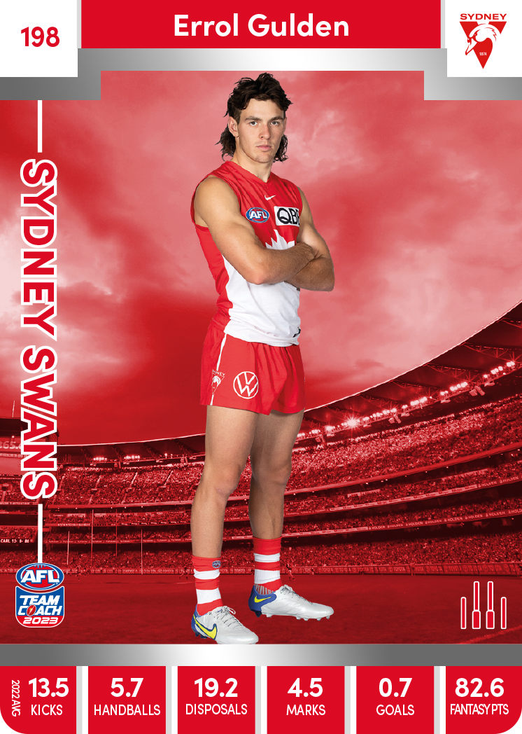 Errol Gulden, 198, Silver Parallel, 2023 Teamcoach AFL — Ja Ja's Collectables