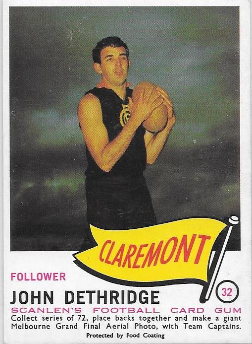 John Dethridge, 1966 Scanlens VFL WAFL — Ja Ja's Collectables