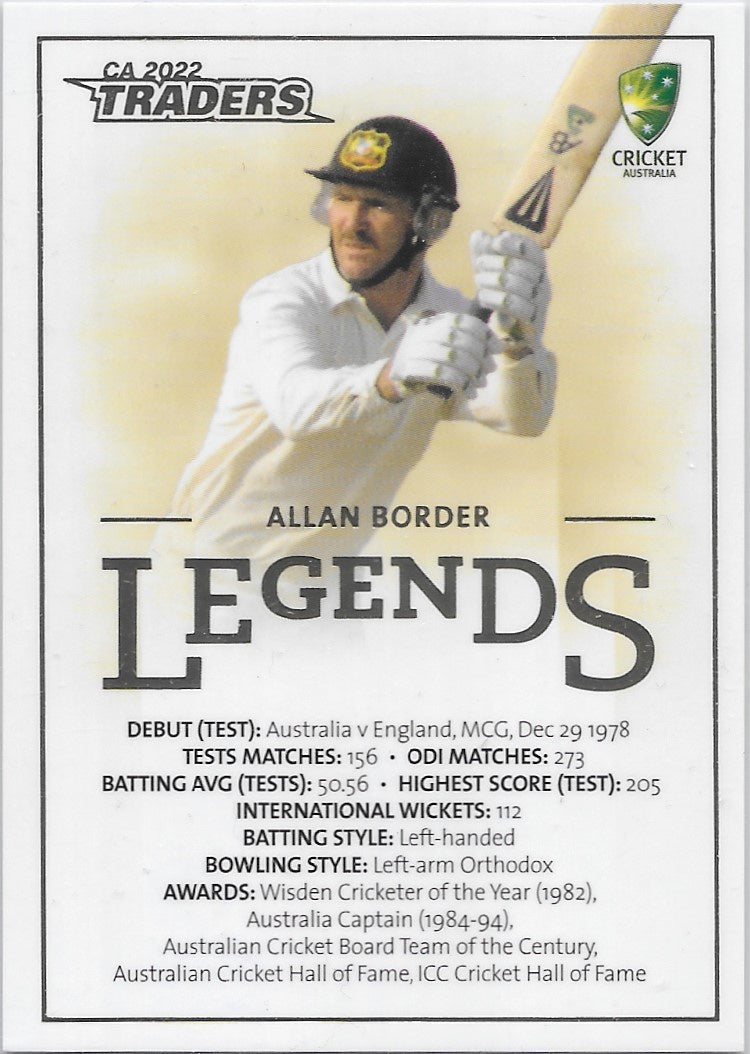 Allan Border, Legends Case Card, 2022-23 TLA Traders Cricket Australia ...