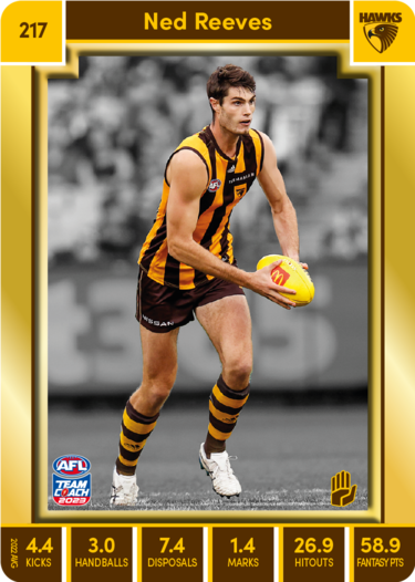 Ned Reeves, 217, Gold Parallel, 2023 Teamcoach AFL — Ja Ja's Collectables