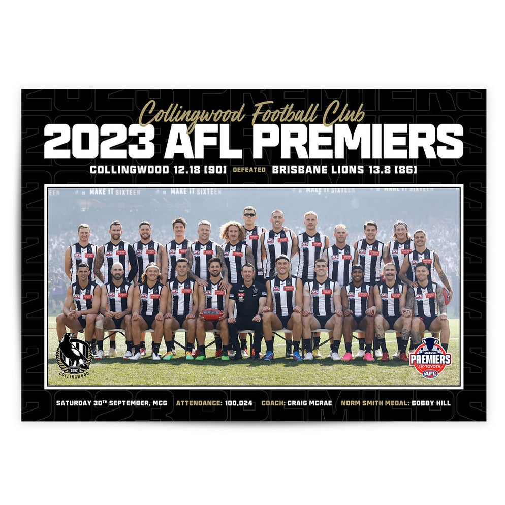 Collingwood 2023 Premiers Wall Poster — Ja Ja's Collectables