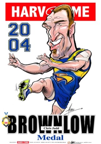 Chris Judd, 2004 Brownlow, Harv Time Poster — Ja Ja's Collectables