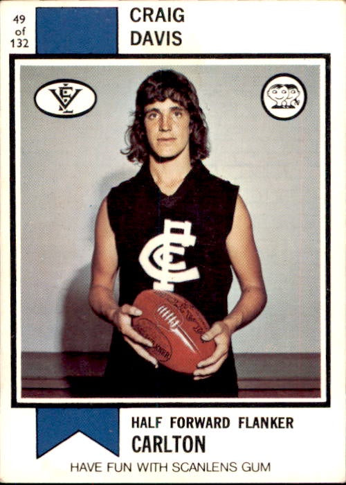 Craig Davis, 1974 Scanlens VFL — Ja Ja's Collectables