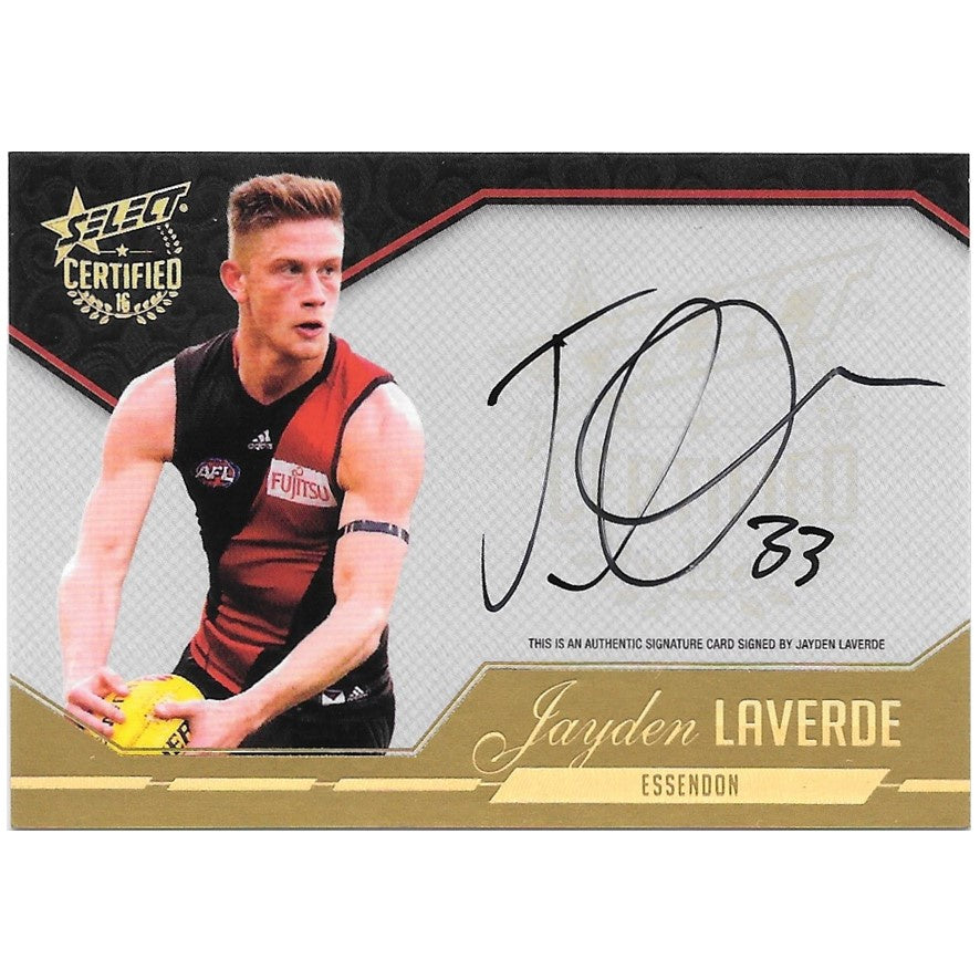 Jayden Laverde, Certified Signature, 2016 Select AFL Certified — Ja Ja ...