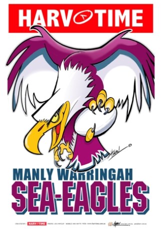 Manly Sea Eagles, NRL Mascot Print Harv Time Poster — Ja Ja's Collectables