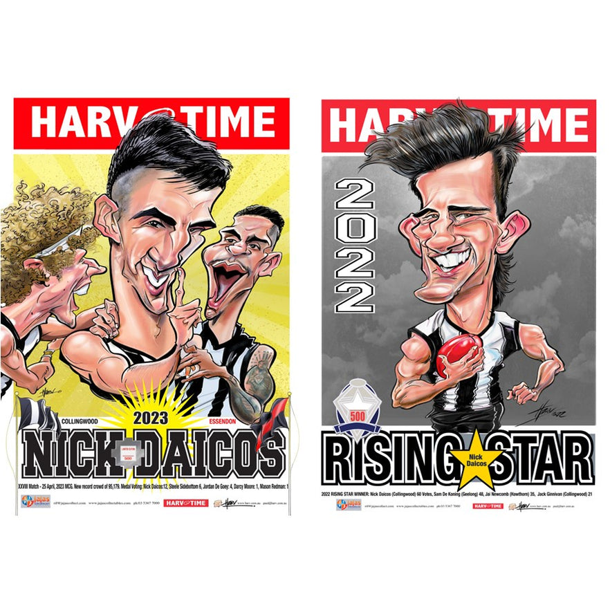 COMBO: Nick Daicos Rising Star & Medallist, Harv Time Poster — Ja Ja's ...