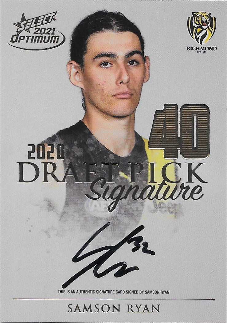 Samson Ryan, Gold Draft Pick Signatures, 2021 Select AFL Optimum — Ja ...