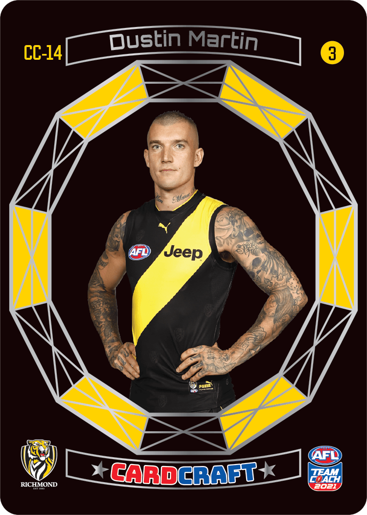 Dustin Martin, #3, Craft Card, 2021 Teamcoach AFL — Ja Ja's Collectables