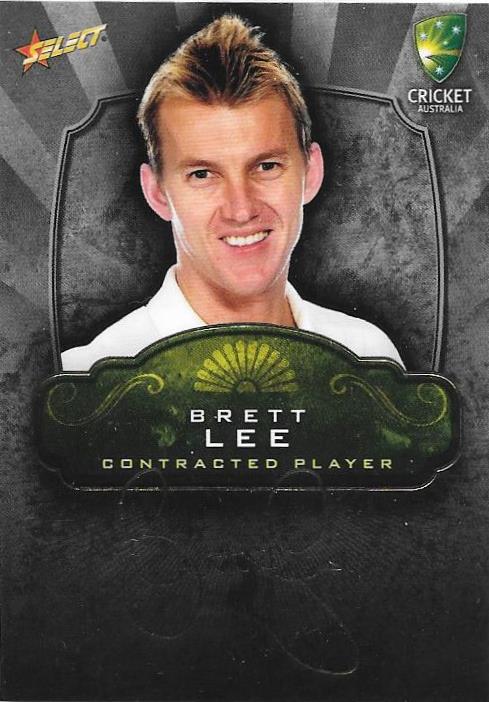 Brett Lee, Contracted Player Gold Foil Signature, 2009-10 Select Crick ...