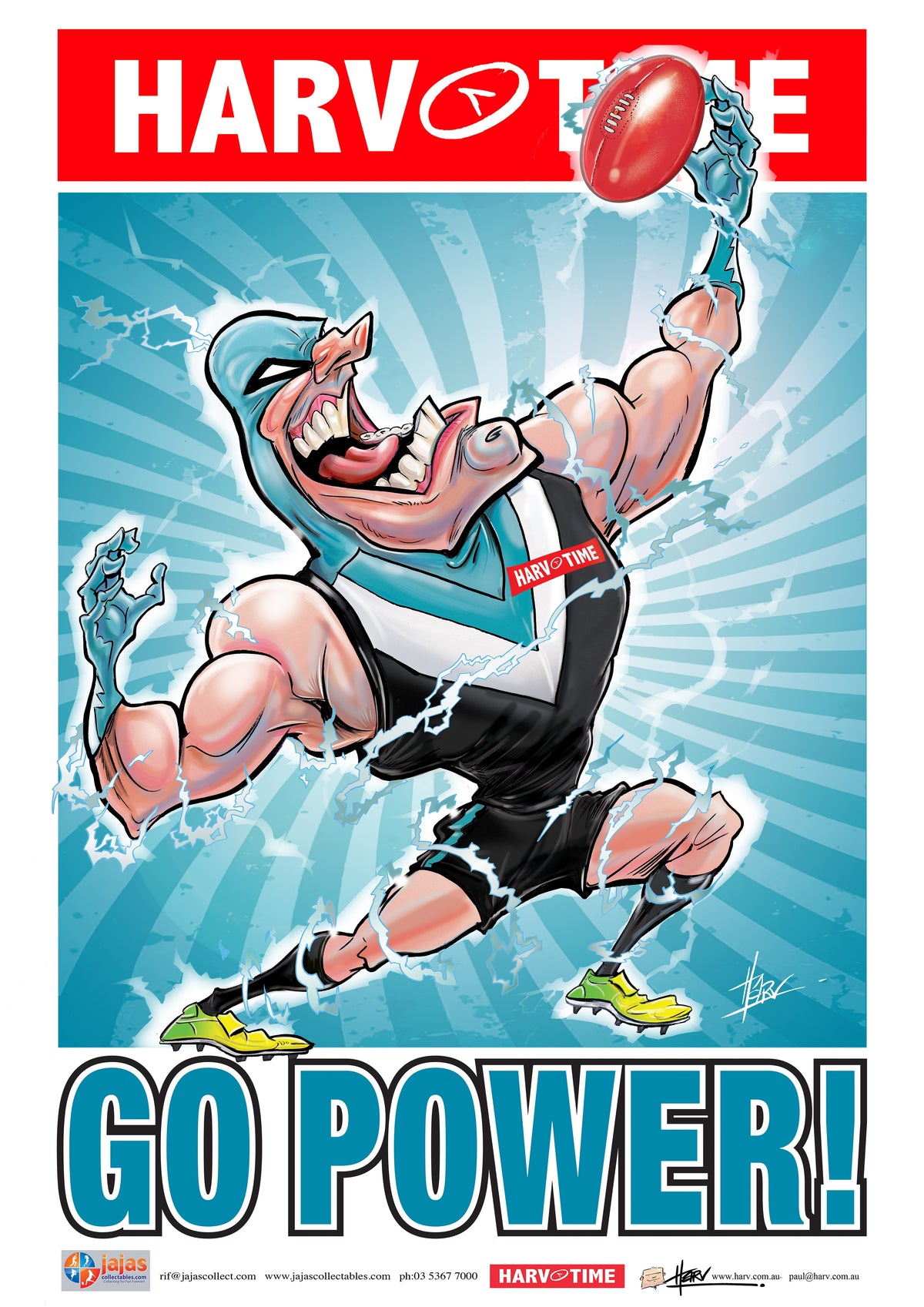 Port Adelaide Power, Mascot Print Harv Time Poster (2021) — Ja Ja's ...