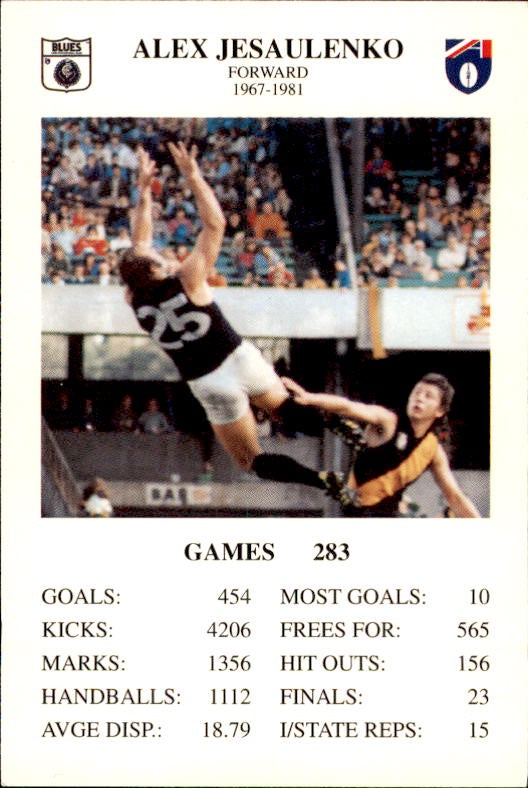 Alex Jesaulenko, The Great Footy Card Game, 1994 Spears Games — Ja Ja's ...