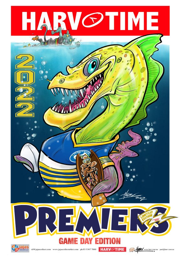 Parramatta Eels 2022 NRL Premiers Game Day Harv Time Poster — Ja Ja's ...