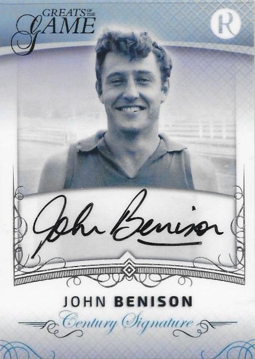 John Benison, Century Signature, 2017 Regal Football Greats of the Gam ...