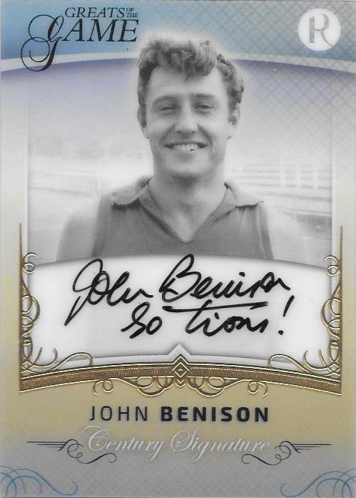 John Benison, Gold Century Signature, 2017 Regal Football Greats of th ...