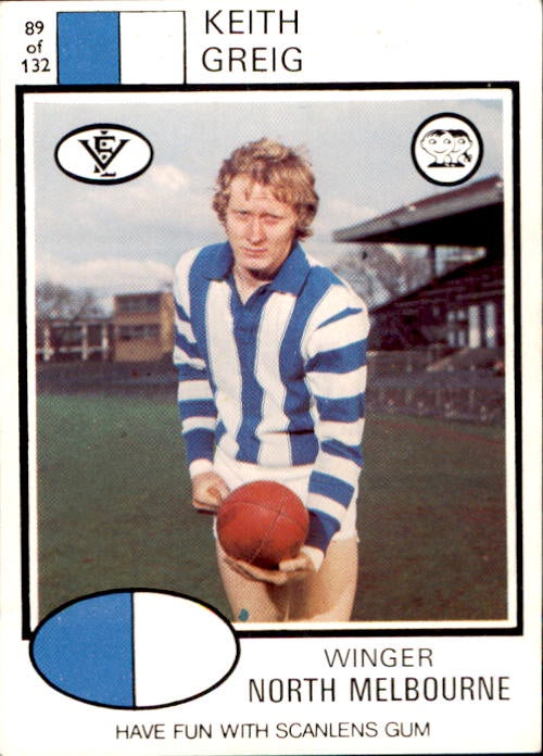 Keith Greig, 1975 Scanlens VFL — Ja Ja's Collectables