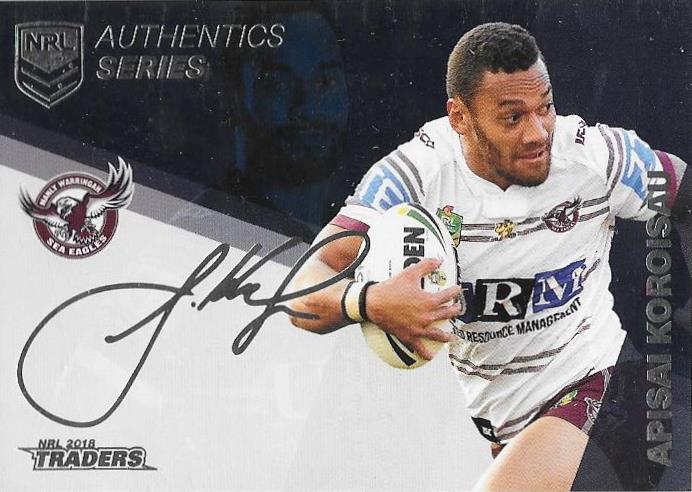 Apisai Koroisau, NRL Authentics Series Silver, 2018 ESP Traders NRL ...